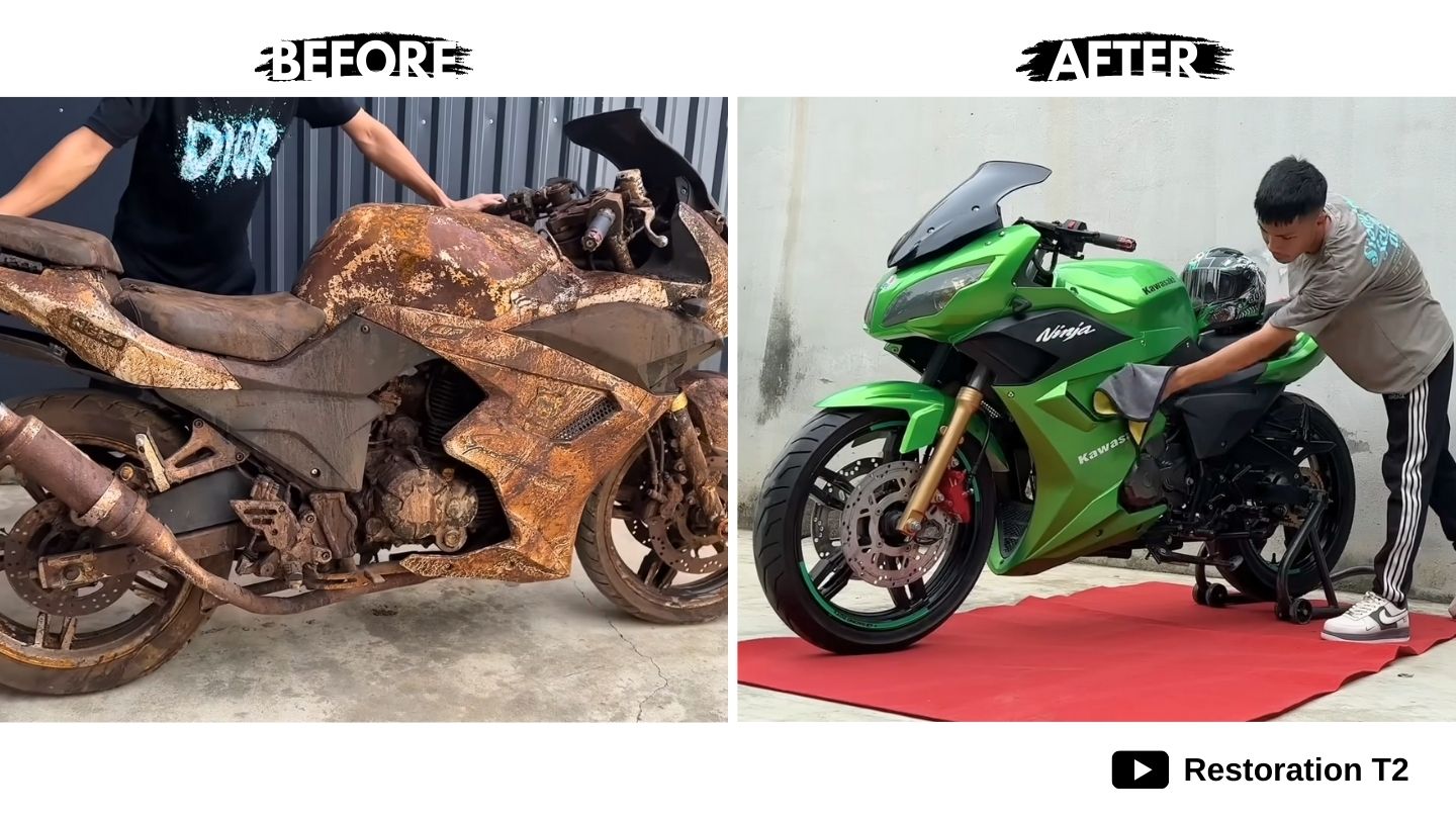 Transforming a $10 Motorcycle Into a Stunning Kawasaki Ninja - After ...